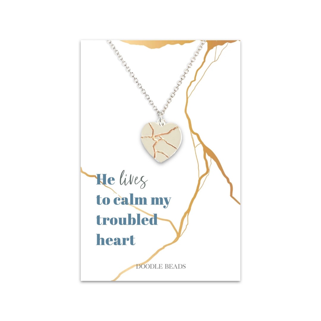 Kintsugi Heart Pendant Necklace, Kintsugi Pottery Inspired Jewelry ...