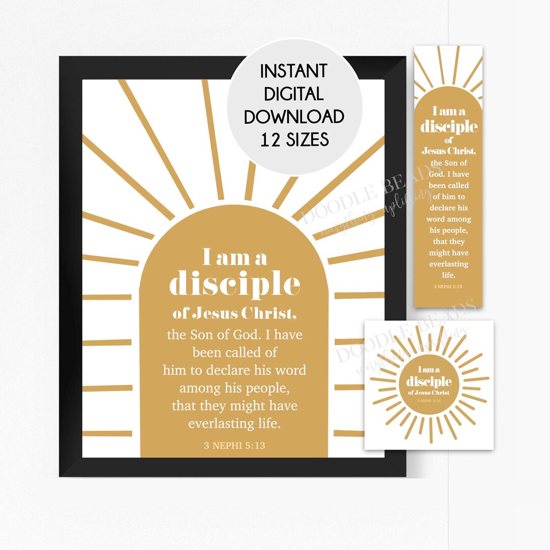 I Am a Disciple of Jesus Christ Printable Poster With Bookmarks Tags ...