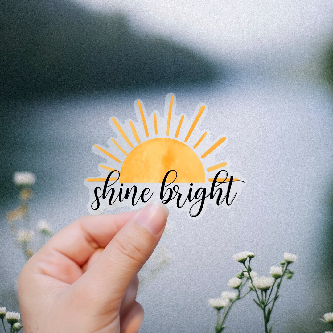 Shine Bright Vinyl Sticker, Boho Sunshine Sticker, for Water Bottle ...