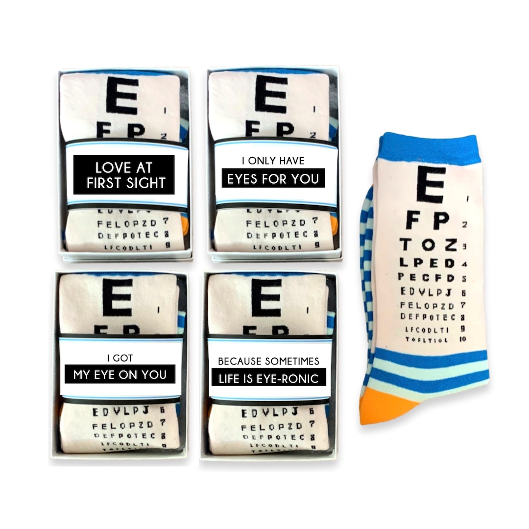 Optometry Gifts, Eye Chart Socks, Funny Optometrist Gifts, Card, Love ...