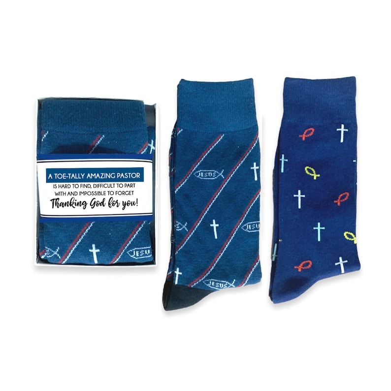 Pastor Gift, Pastor Appreciation, Christian Socks & Wrap, Jesus Fish ...