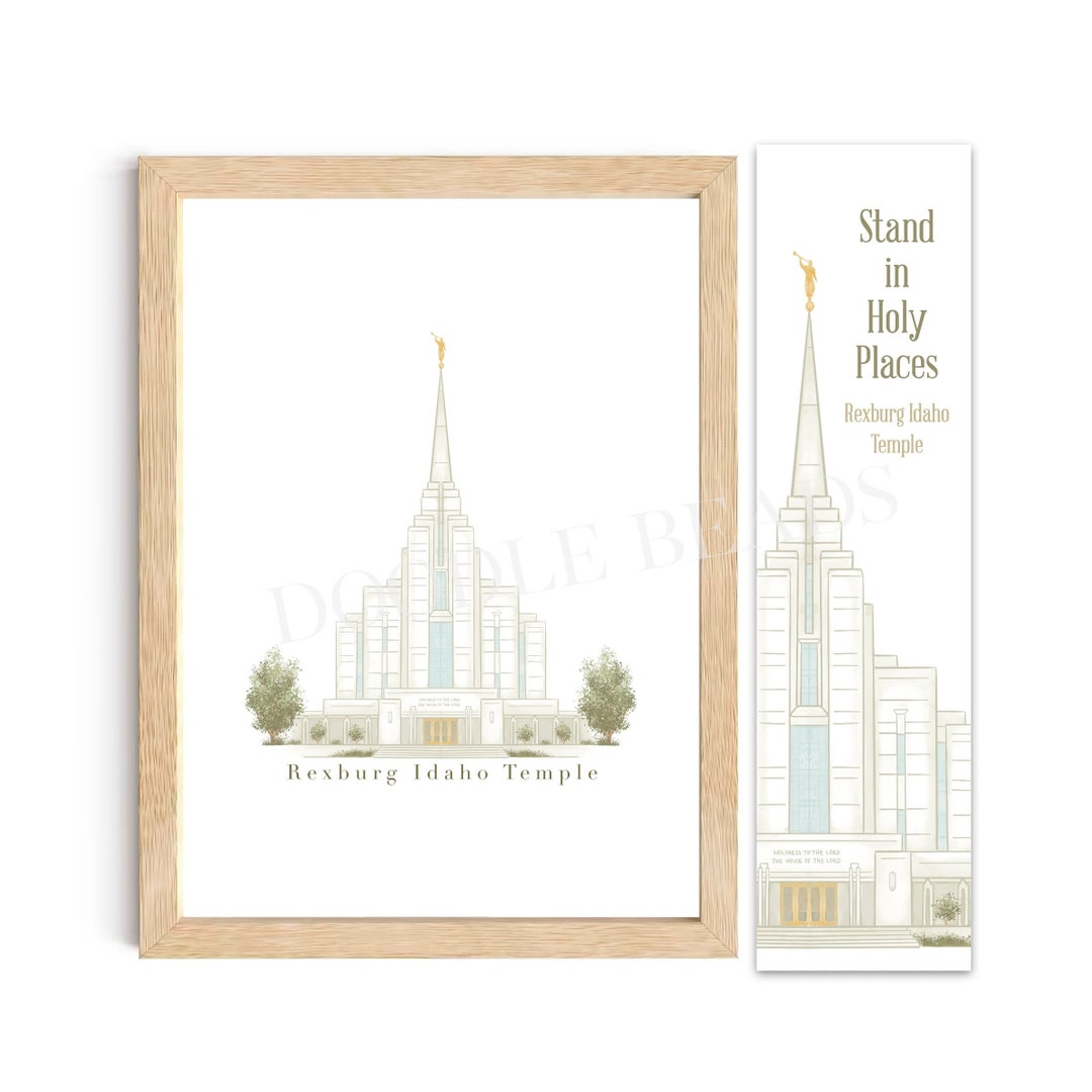 Rexburg Idaho Temple Watercolor Wall Art Printable & Bookmarks, Digital ...