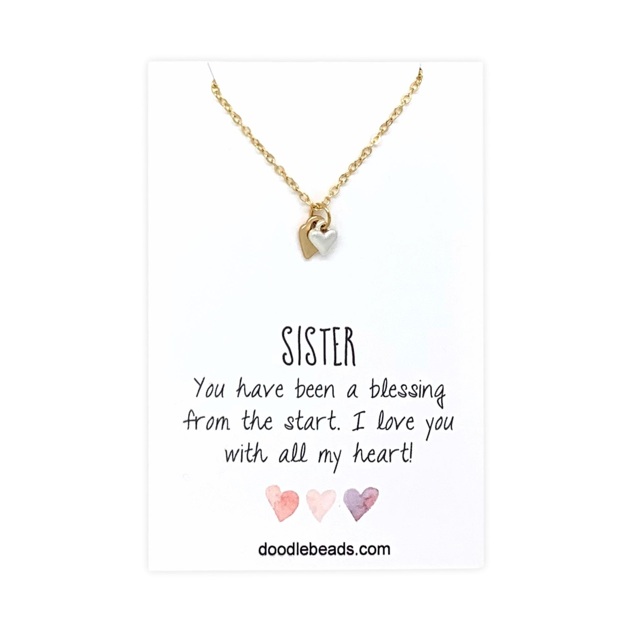 Sisters Necklace Sister Thank You Gift Sister Heart Necklace Quote Sister I Love You Card Sisterhood Jewelry Sister Birthday Gift Etsy