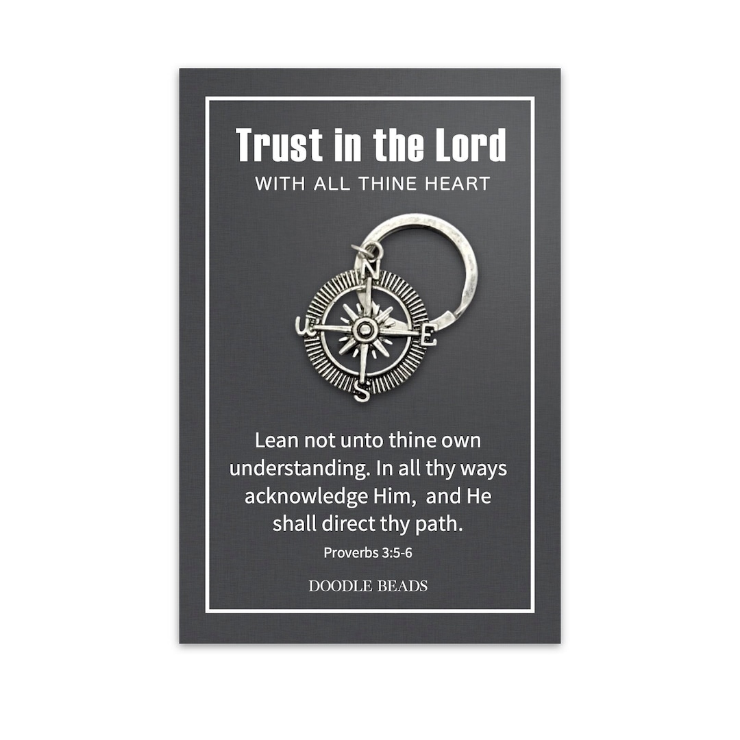 Trust in the Lord Compass Keychain, Trendy Christian Inspirational ...