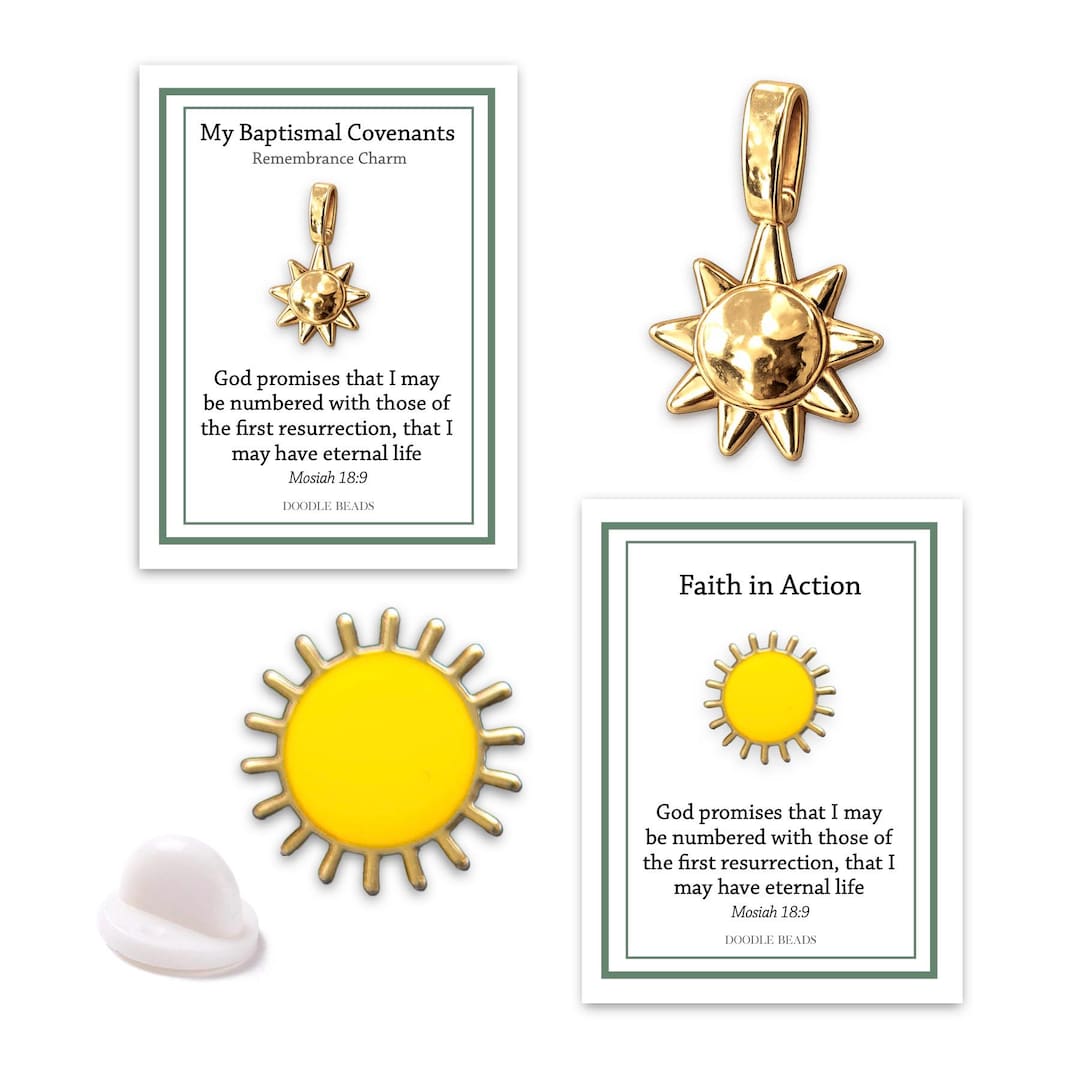 Tiny Gold Sun Charm or Pin, LDS Baptism Gift for Boy or Girl, Covenant ...