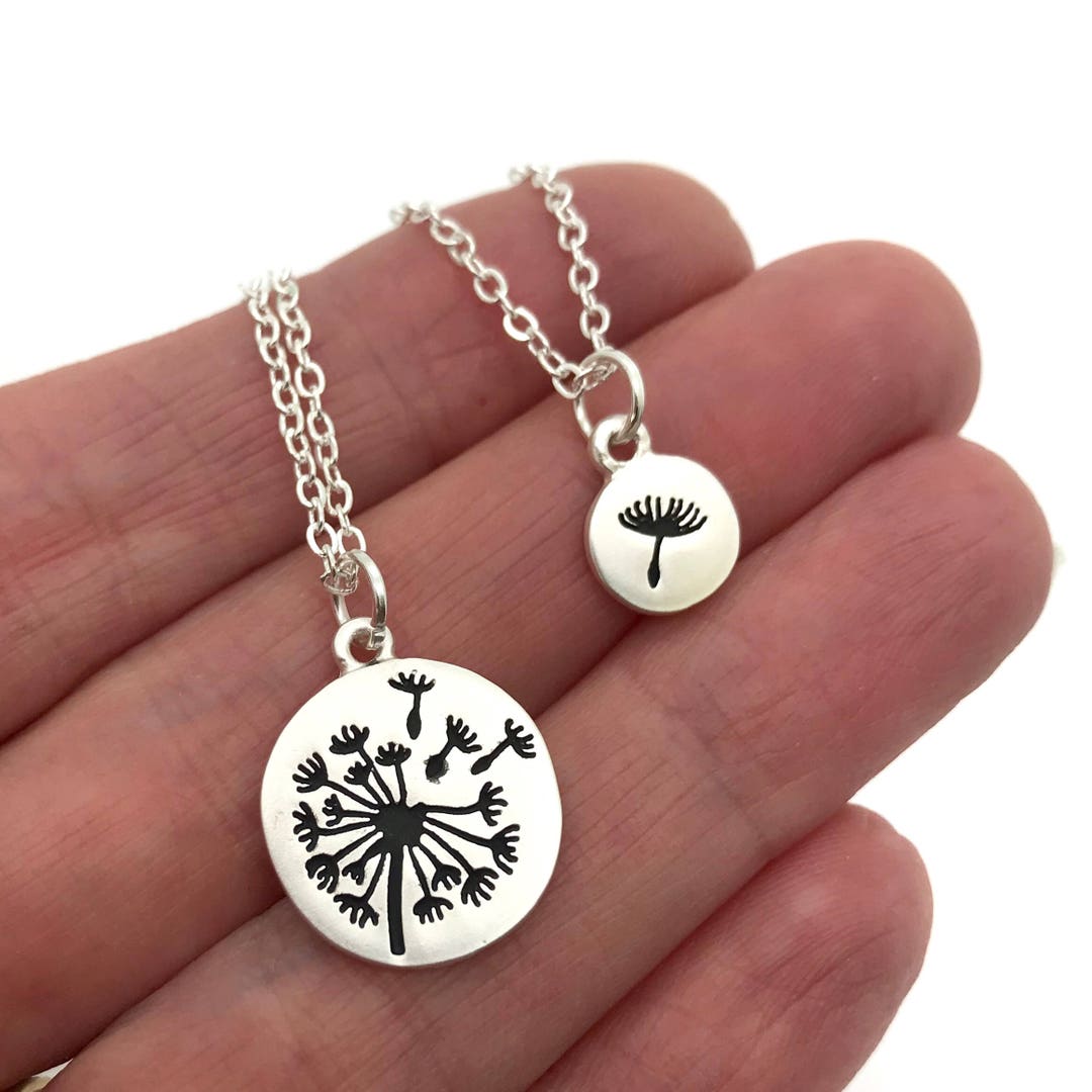 Dandelion Necklace Set, Wish Jewelry, Silver or Gold Matte Dandelion ...