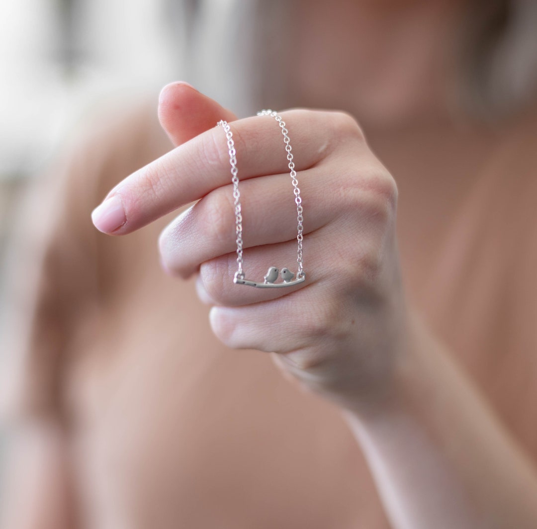 Dainty Bird Necklace, Birds on Branches, Two Birds on a Branch Necklace ...
