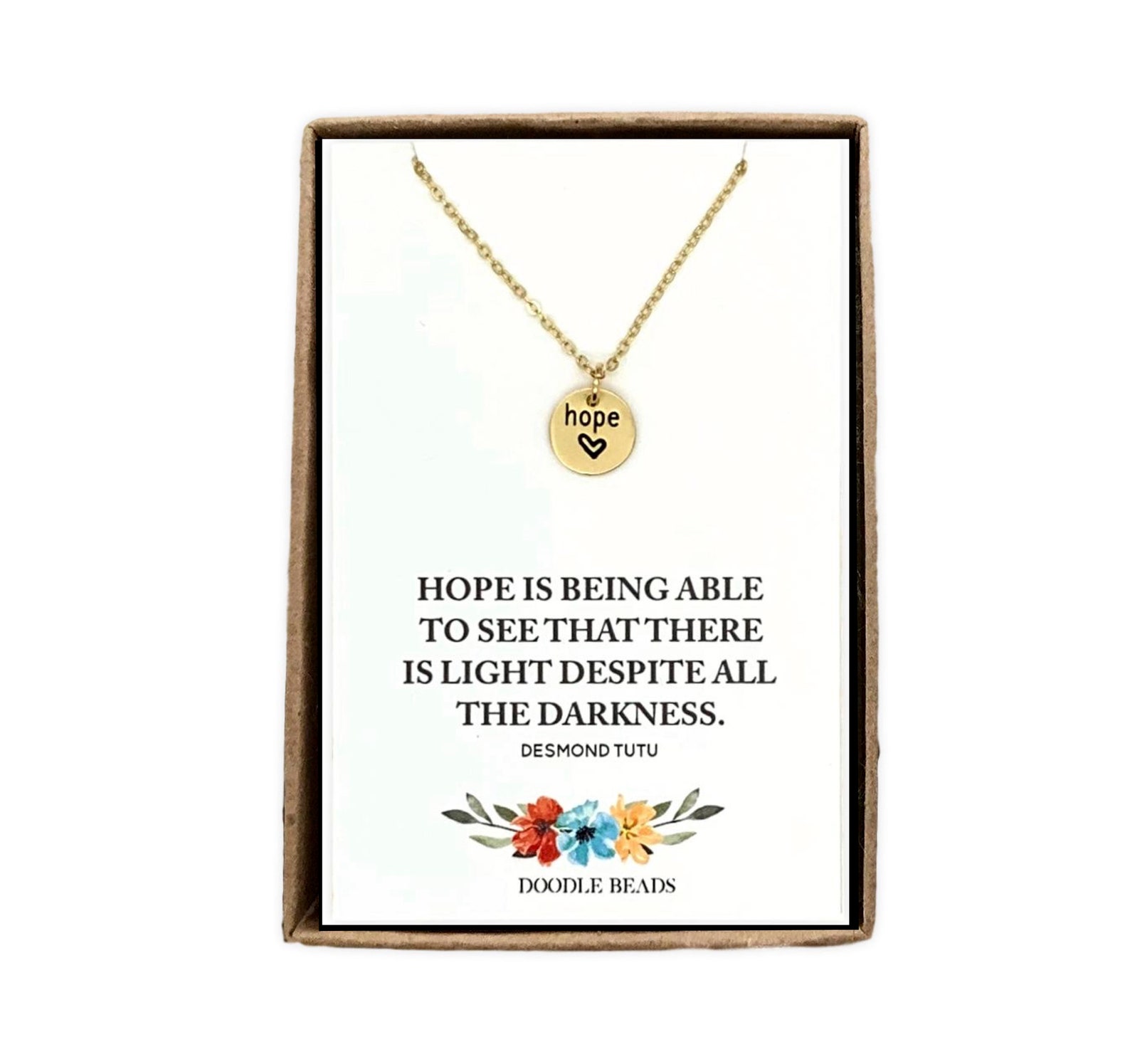 Hope Necklace with hope quote card Positivity Jewelry | Etsy