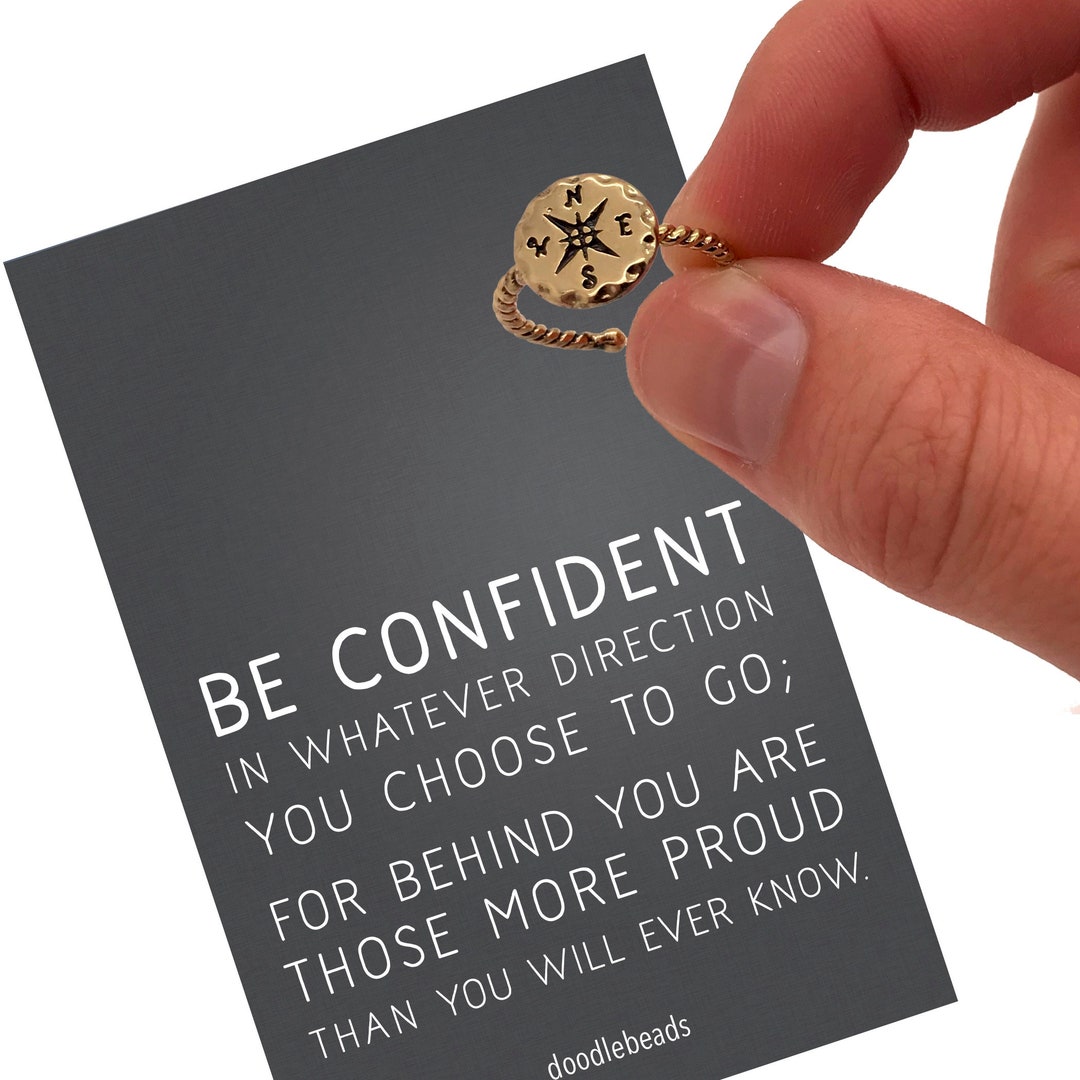 Graduation Gift for Her, Graduation Compass Ring and Card, Be Confident ...