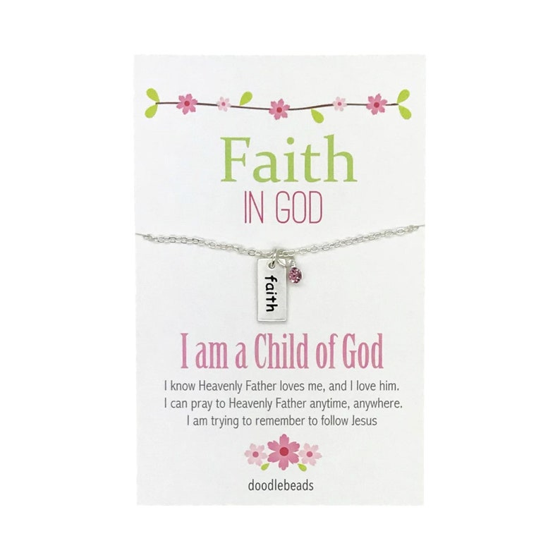 Faith in God Necklace Silver Faith Bar Necklace With Pink - Etsy