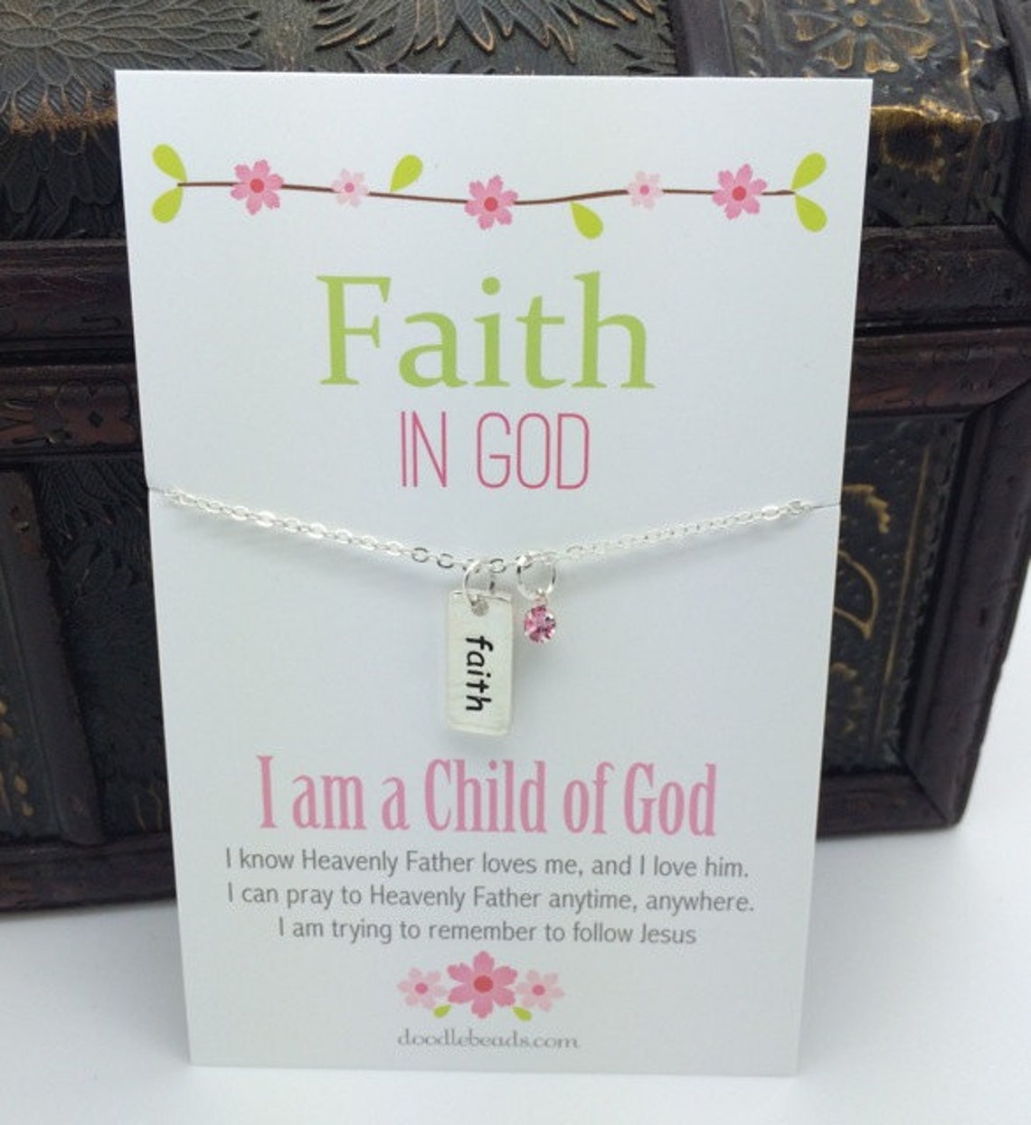 Faith in God Necklace Silver Faith Bar Necklace With Pink - Etsy