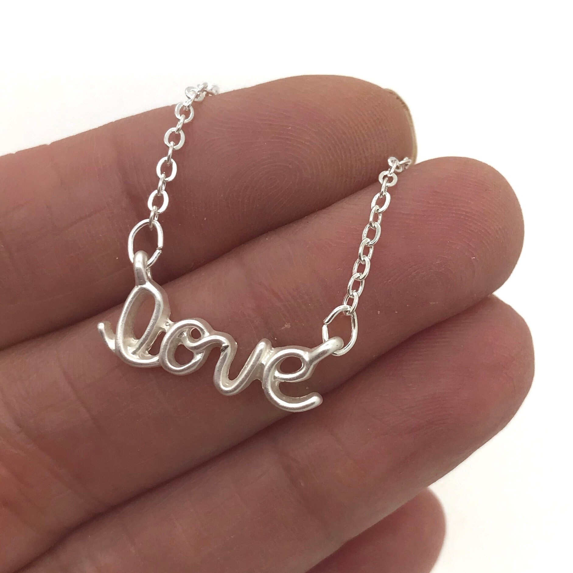 Love Script Necklace with card Hello I love you Gold or | Etsy