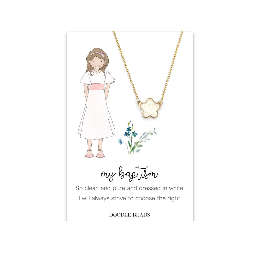 LDS Baptism Gift for Girls, Baptism Jewelry Necklace, Flower Necklace ...