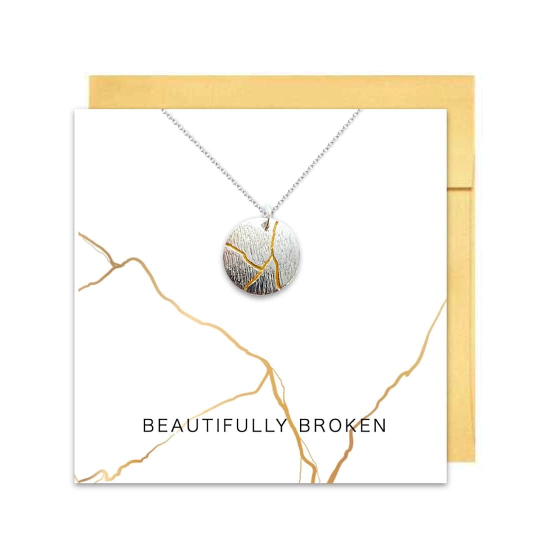Kintsugi Necklace & Card, Kintsugi Inspired Pottery, Beautifully Broken ...