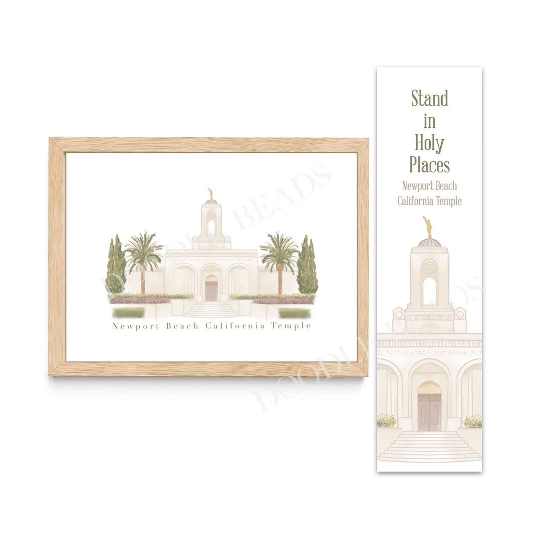Newport Beach California Temple Watercolor Wall Art Print, 5x7, 8x10 ...