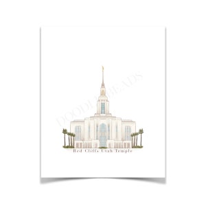 Red Cliffs Utah Temple Watercolor Art Print, 5x7, 8x10 & Bookmarks, LDS ...