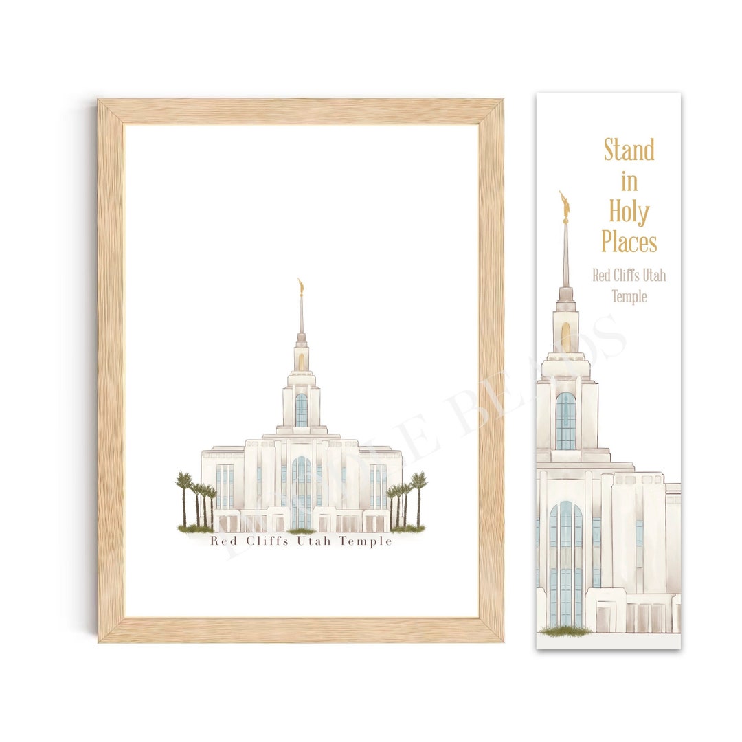 Red Cliffs Utah Temple Watercolor Art Print, 5x7, 8x10 & Bookmarks, LDS ...