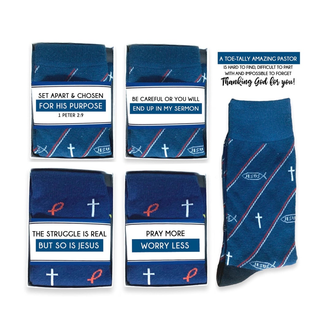 Pastor Gift, Pastor Appreciation, Christian Socks & Wrap, Jesus Fish ...