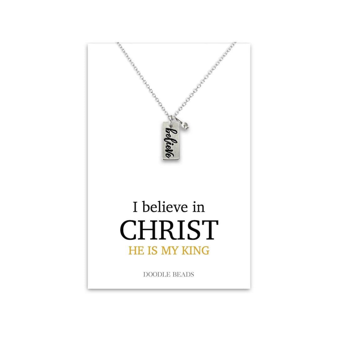 I Believe in Christ Silver Believe Bar Necklace, Religious Jewelry Gift ...