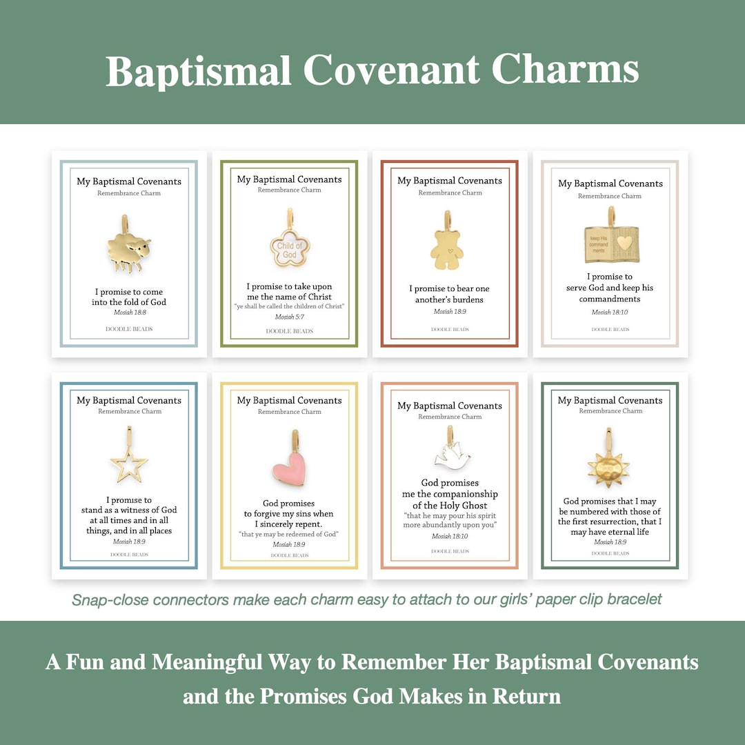 LDS Baptismal Covenant Charms & Bracelet Gift for Girls, Baptism ...