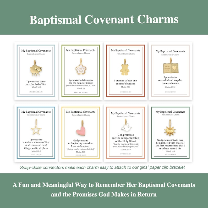 LDS Baptismal Covenant Charms & Bracelet Gift for Girls, Baptism ...
