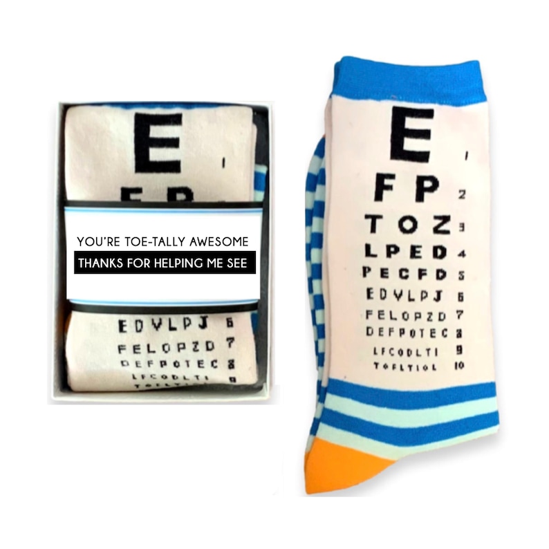 Funny Eye Chart Socks for Women, for Men, Sock Wrap Card, Optometry ...