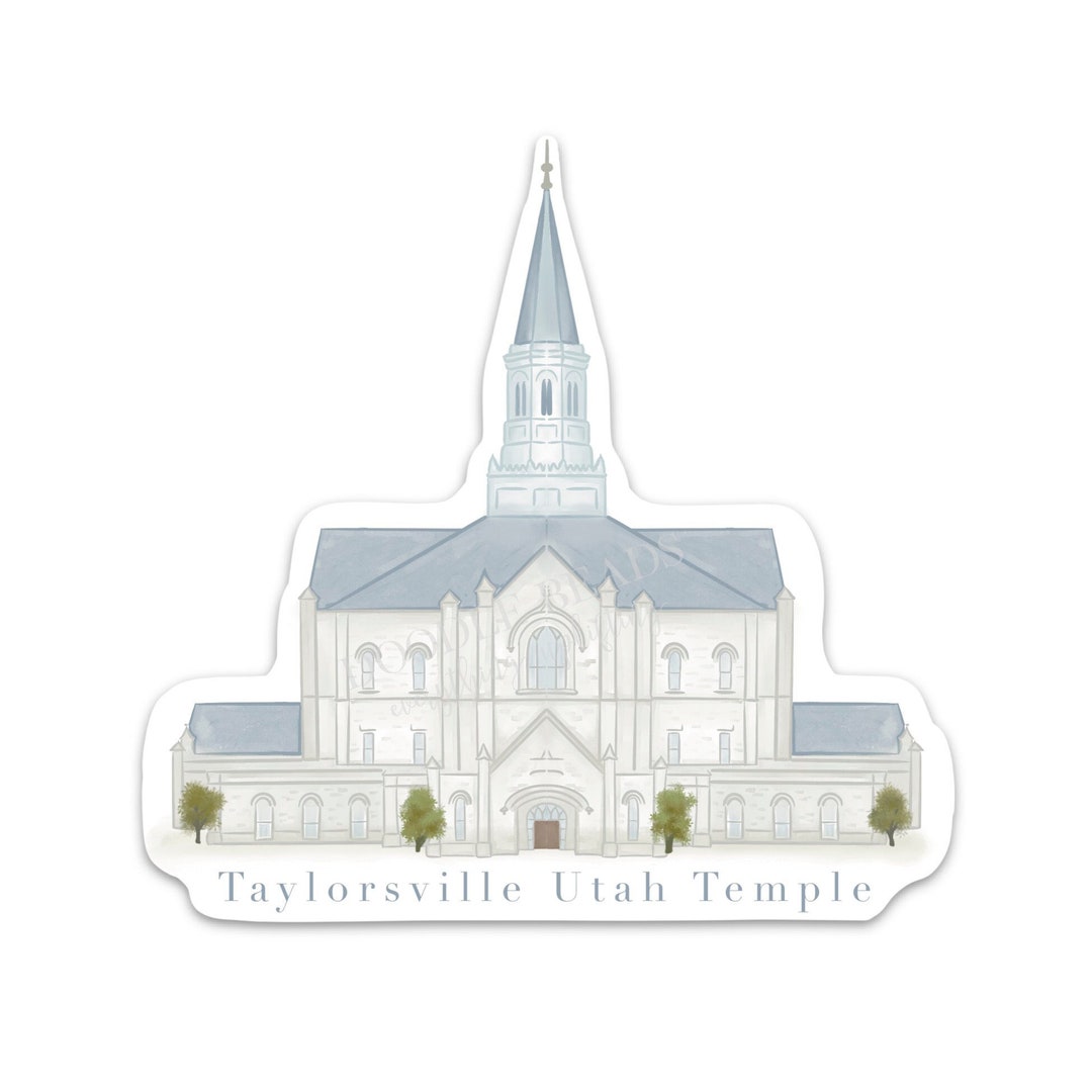 Taylorsville Utah LDS Temple Sticker, Latter Day Temples Watercolor Art ...