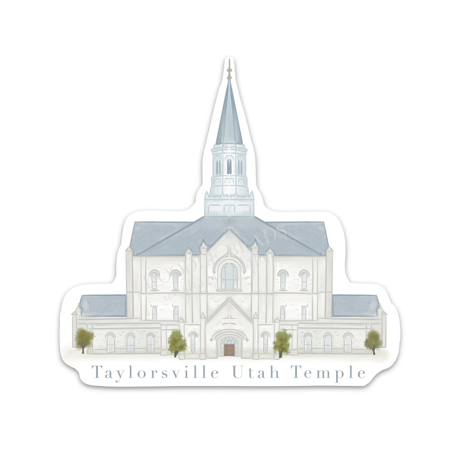 Taylorsville Utah LDS Temple Sticker, Latter Day Temples Watercolor Art ...