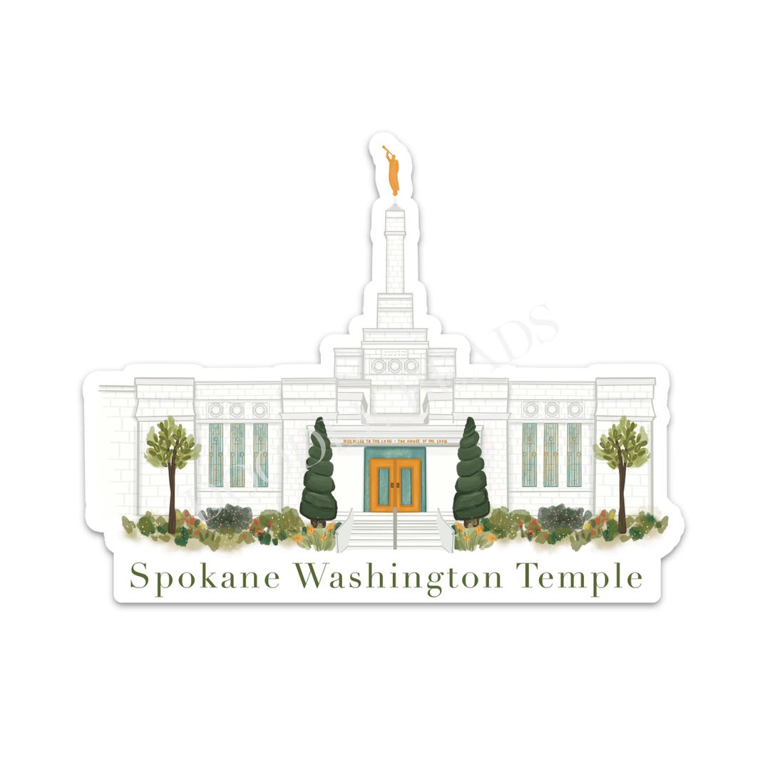 Spokane Washington Temple Sticker, LDS Temple Watercolor Vinyl Decal ...