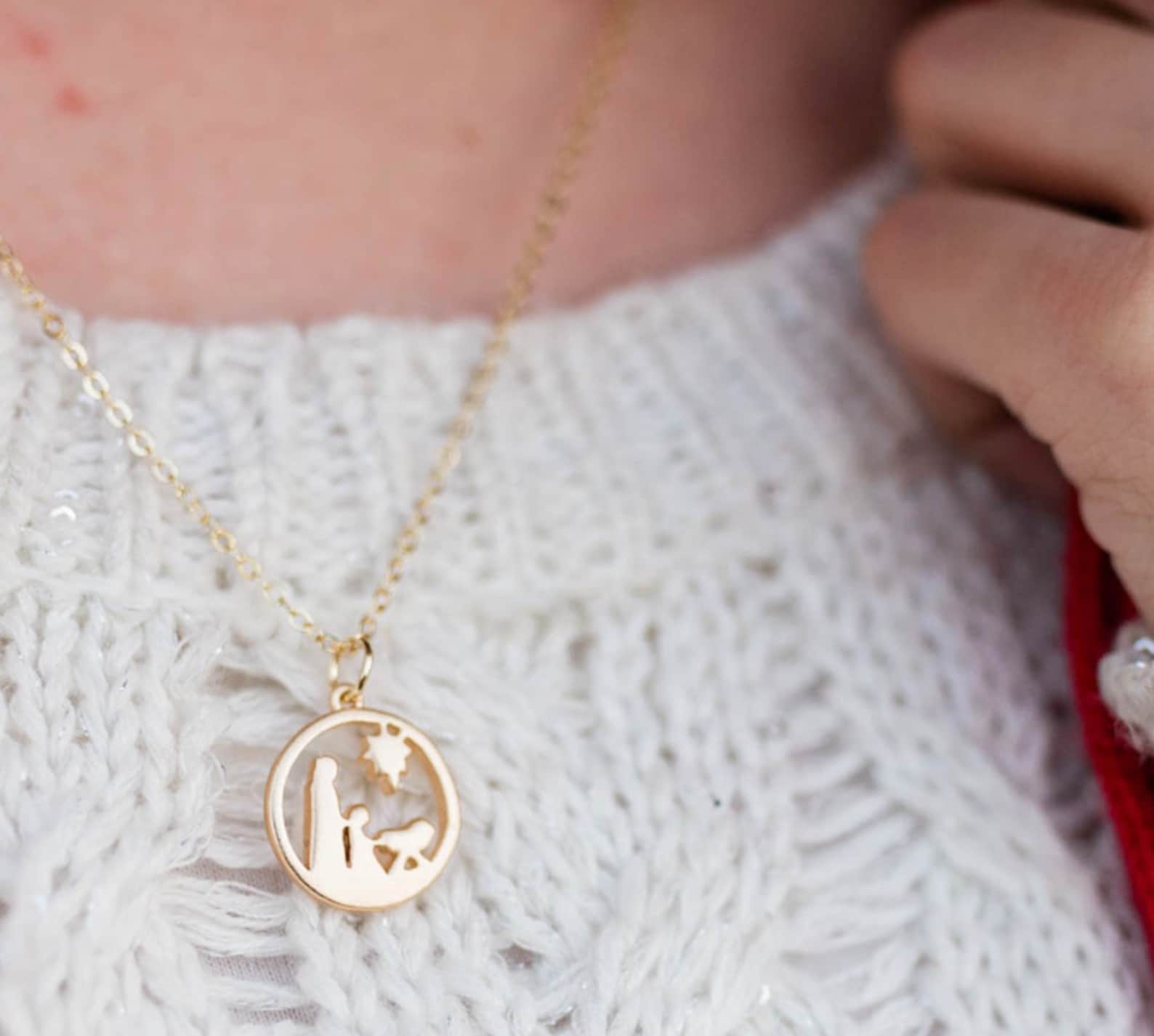 Silver or Gold Nativity Necklace Bethlehem Star Nativity | Etsy