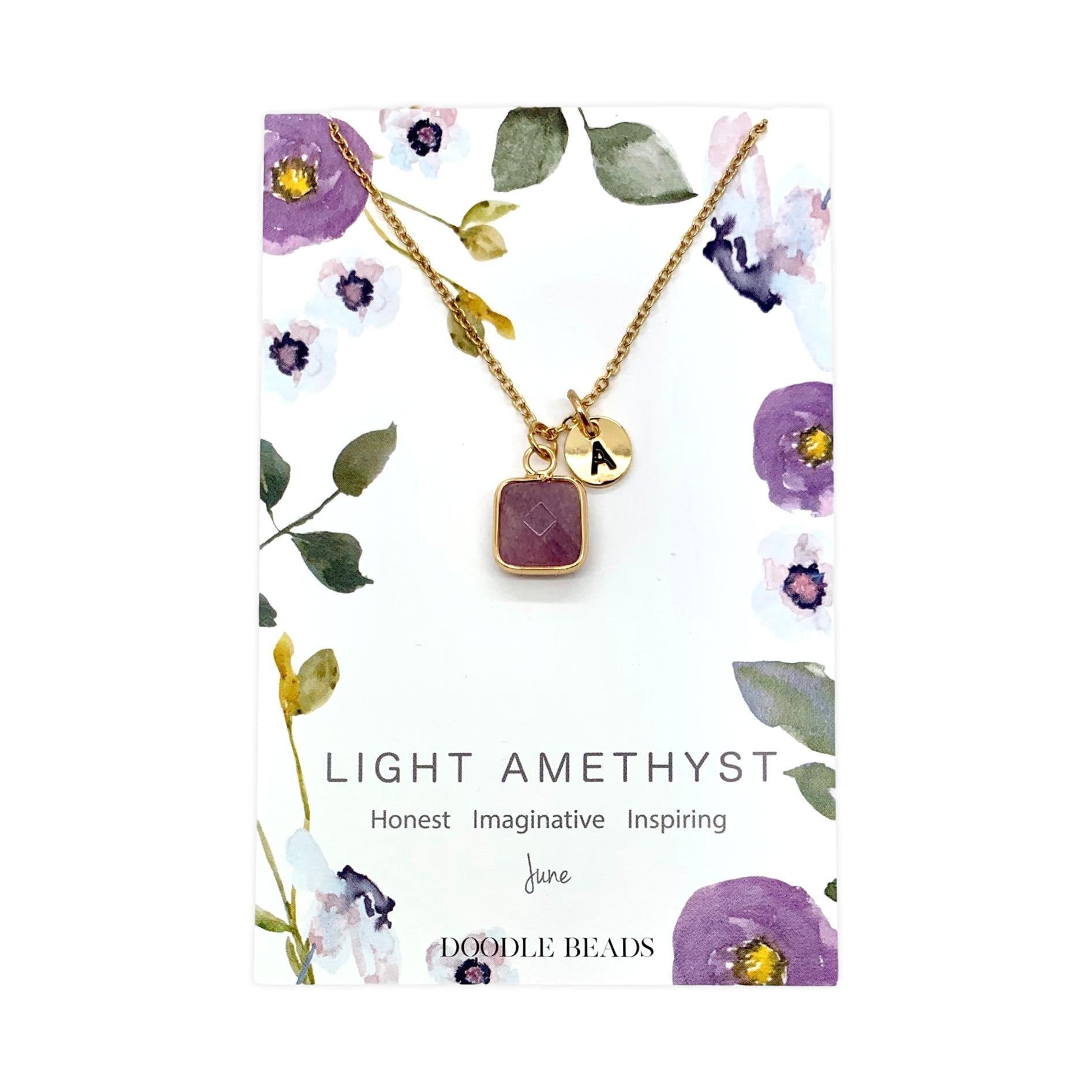 June Birthstone Necklace Personalized Light Amethyst | Etsy