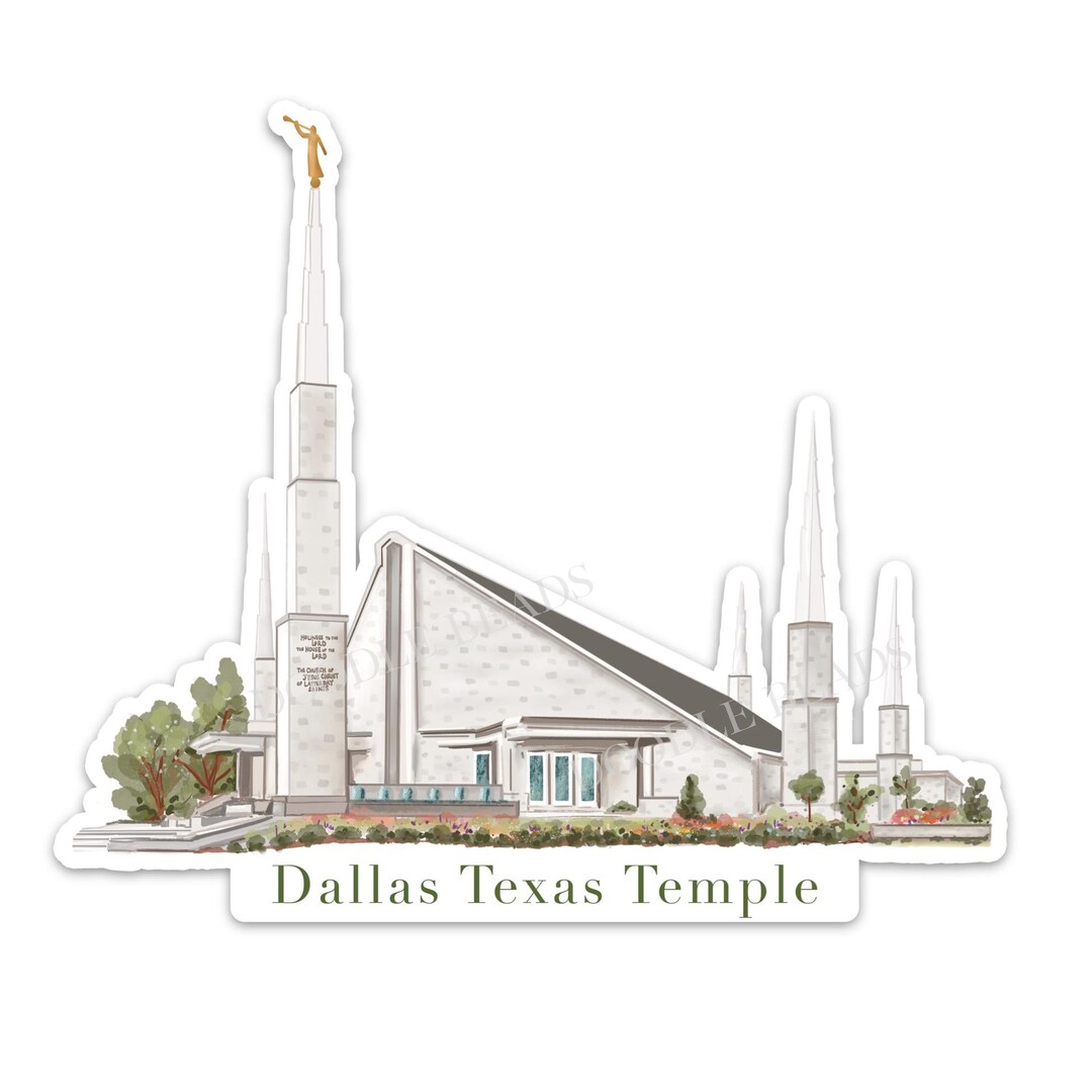 Dallas Texas Temple Sticker, Dallas LDS Temple Art, Watercolor Vinyl ...