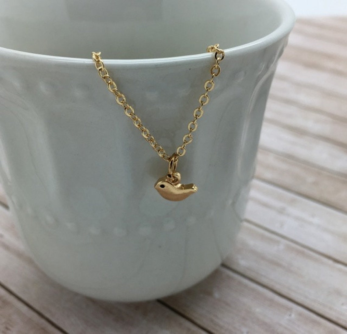 Tiny Bird Necklace Small Gold or Silver Bird Charm on Dainty - Etsy