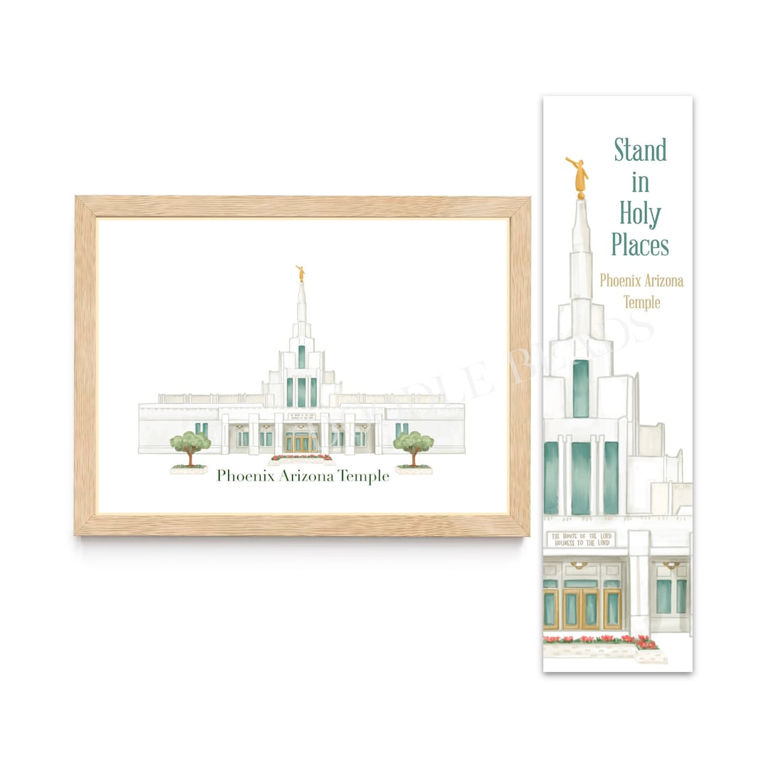 Phoenix Arizona Temple Watercolor Wall Art Print, 5x7, 8x10 & Bookmarks ...