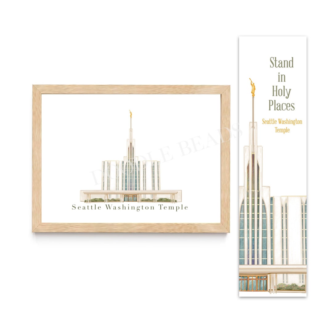 Seattle Washington Temple Watercolor Art Print, Printed Bookmarks, LDS ...