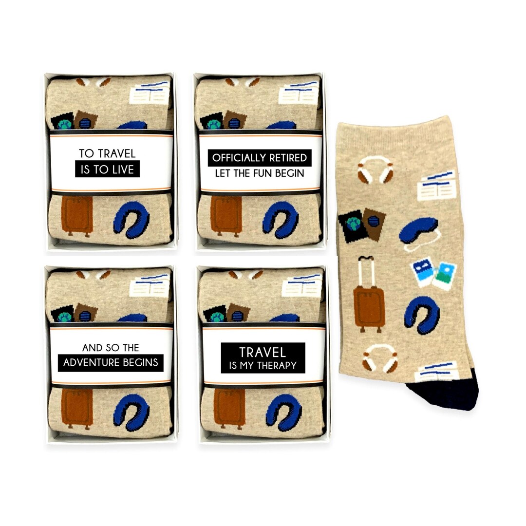 To Travel is to Live, Airplane Travel Socks for Men, Officially Retired ...