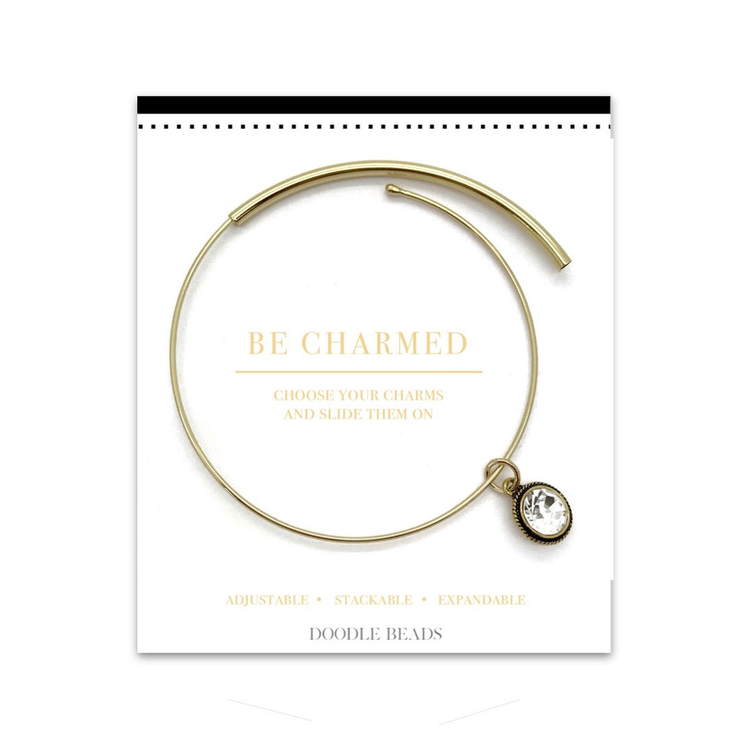 Wire Charm Bracelet, Silver or Gold Bangle Bracelet, Stackable Wire ...