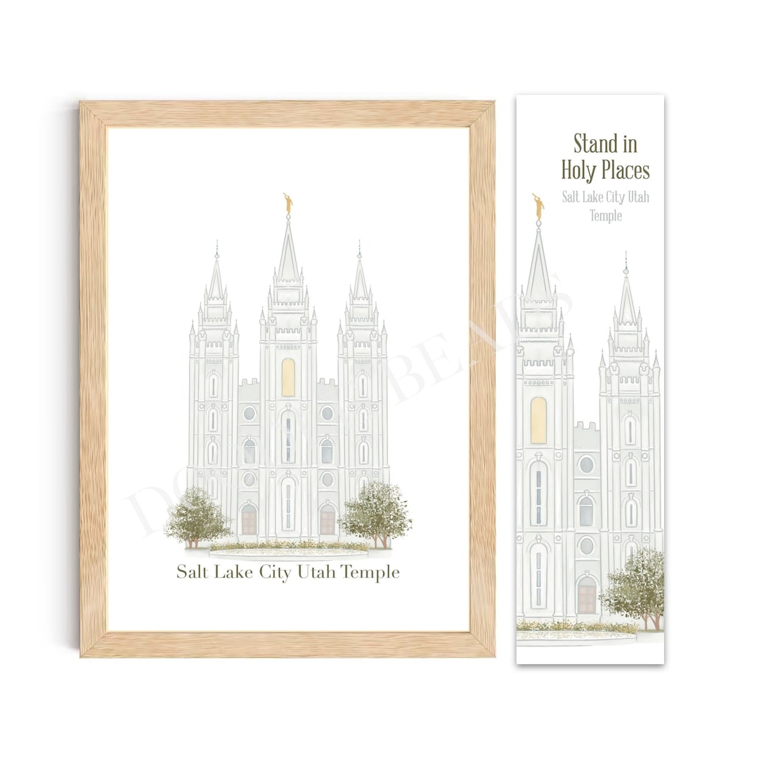 Salt Lake City Utah Temple Watercolor Wall Art Printable & Bookmarks ...