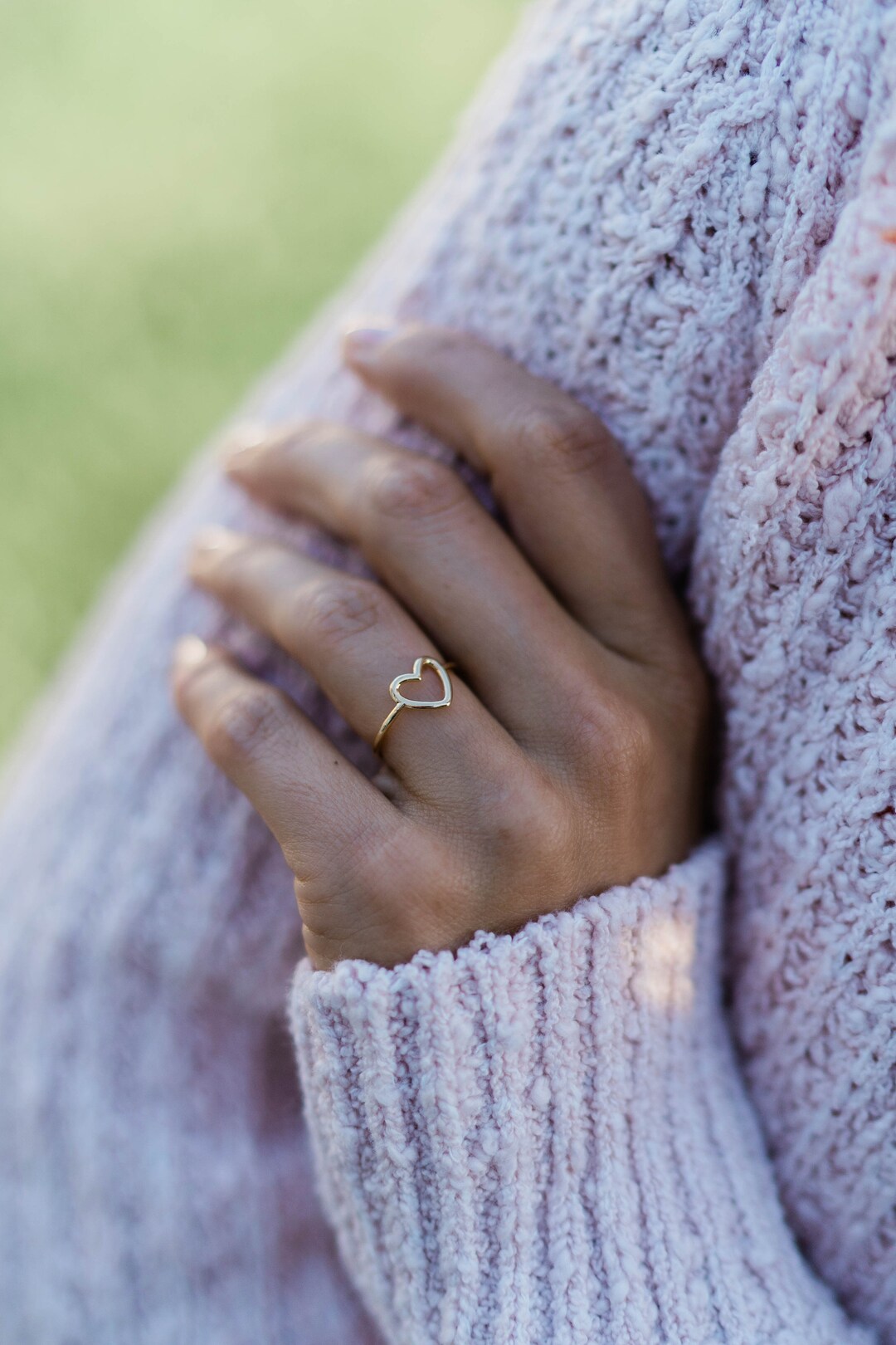 Open Heart Ring, Thin Ring, Dainty Simple Ring, Love Heart Ring ...
