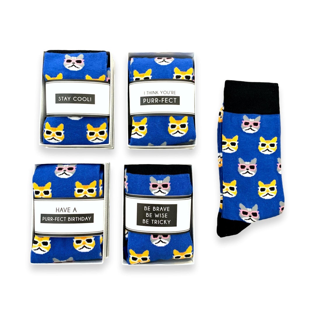 Cat Mom, Cat Dad, Funny Cat Socks for Men Women, Sock Wrap Cat Quote ...