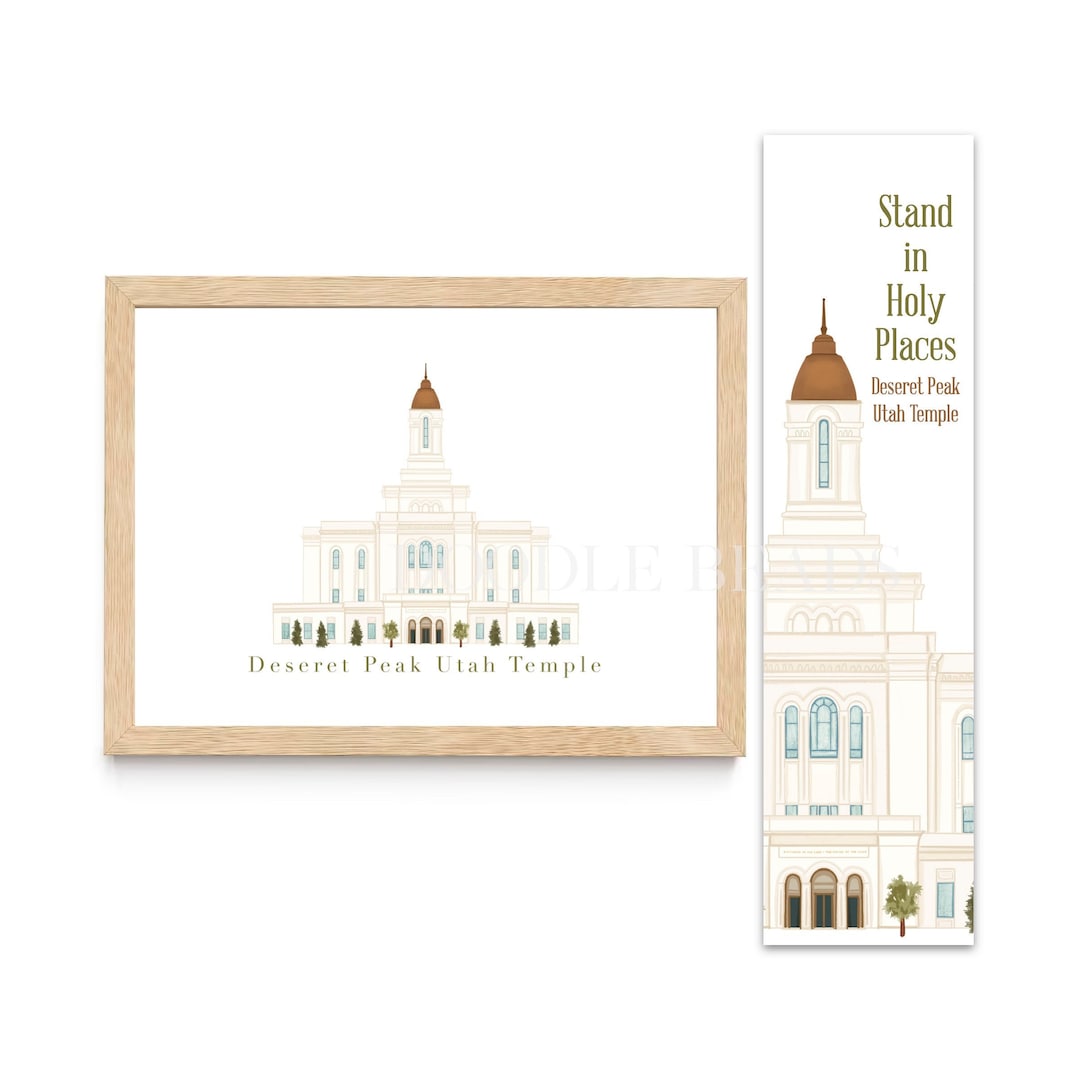 Deseret Peak Utah Temple Watercolor Wall Art Printable & Bookmarks ...