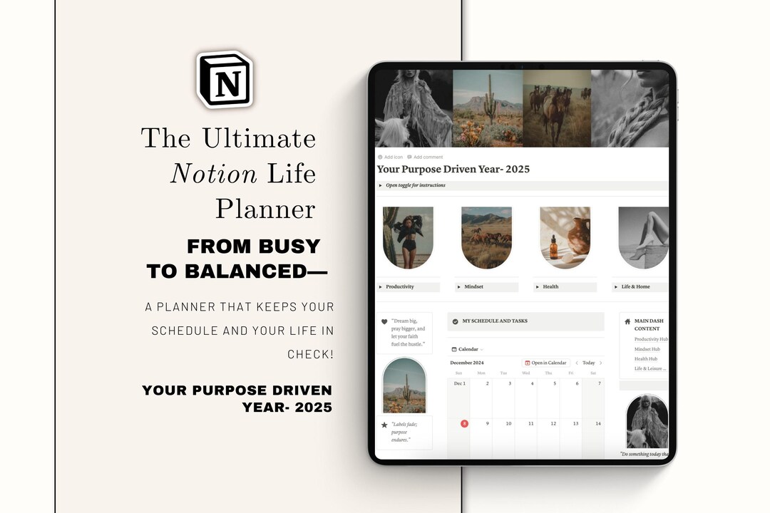 Notion Life Planner 2025, Notion Template, Notion Planner, All in One Digital Planner, Your ...