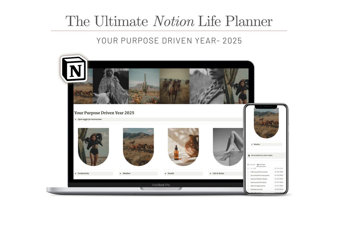 Her Life Planner 2025, Notion Template, Notion Planner, All in One Digital Planner, Your Purpose ...