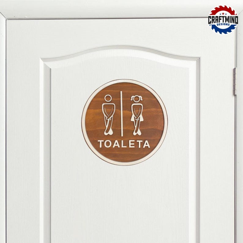 TOALETA TOILET Sign, Funny Bathroom, Door Sign in Polish, Boy Climbing ...