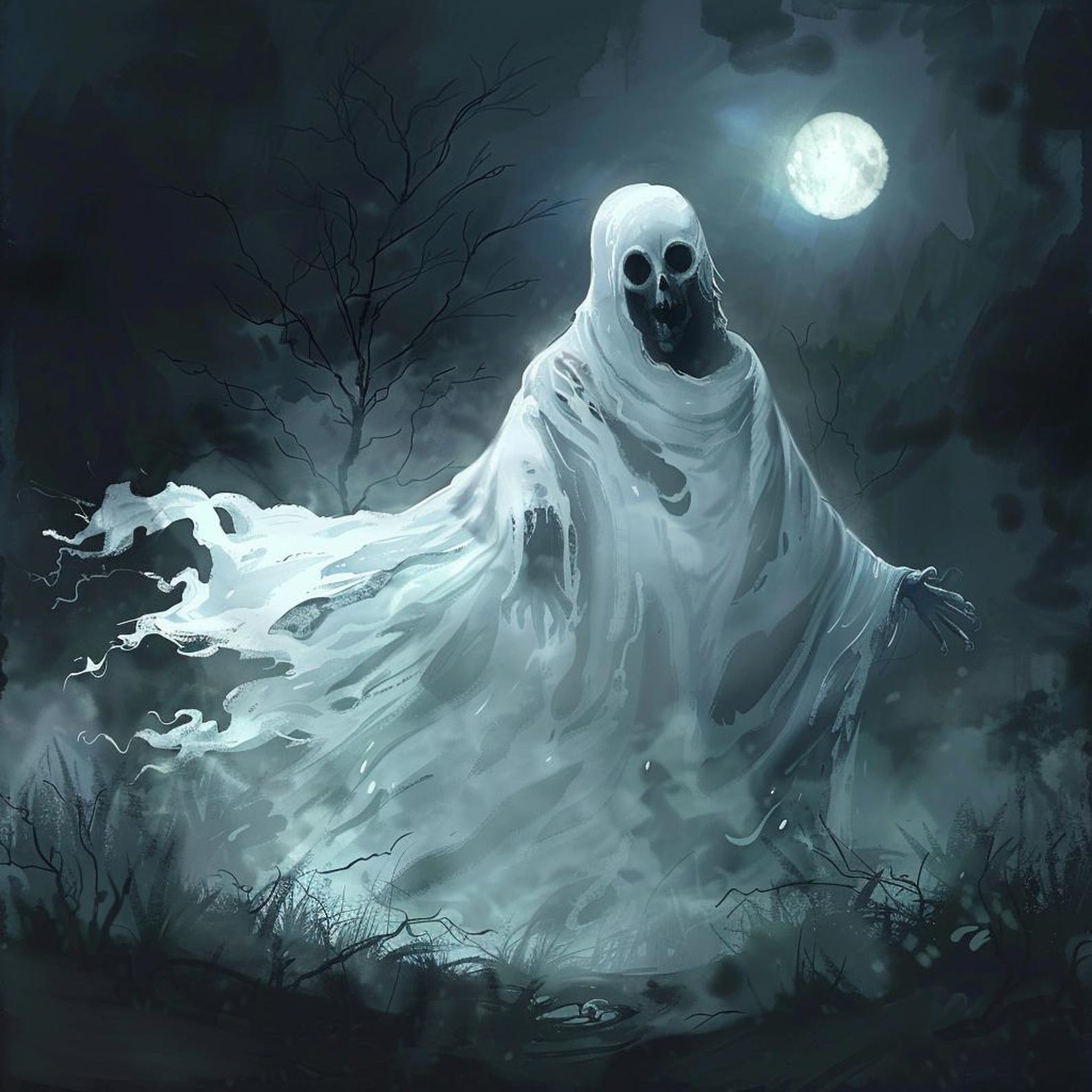 24 Spooky Ghost Clipart for Halloween Party Invitations, Printable ...
