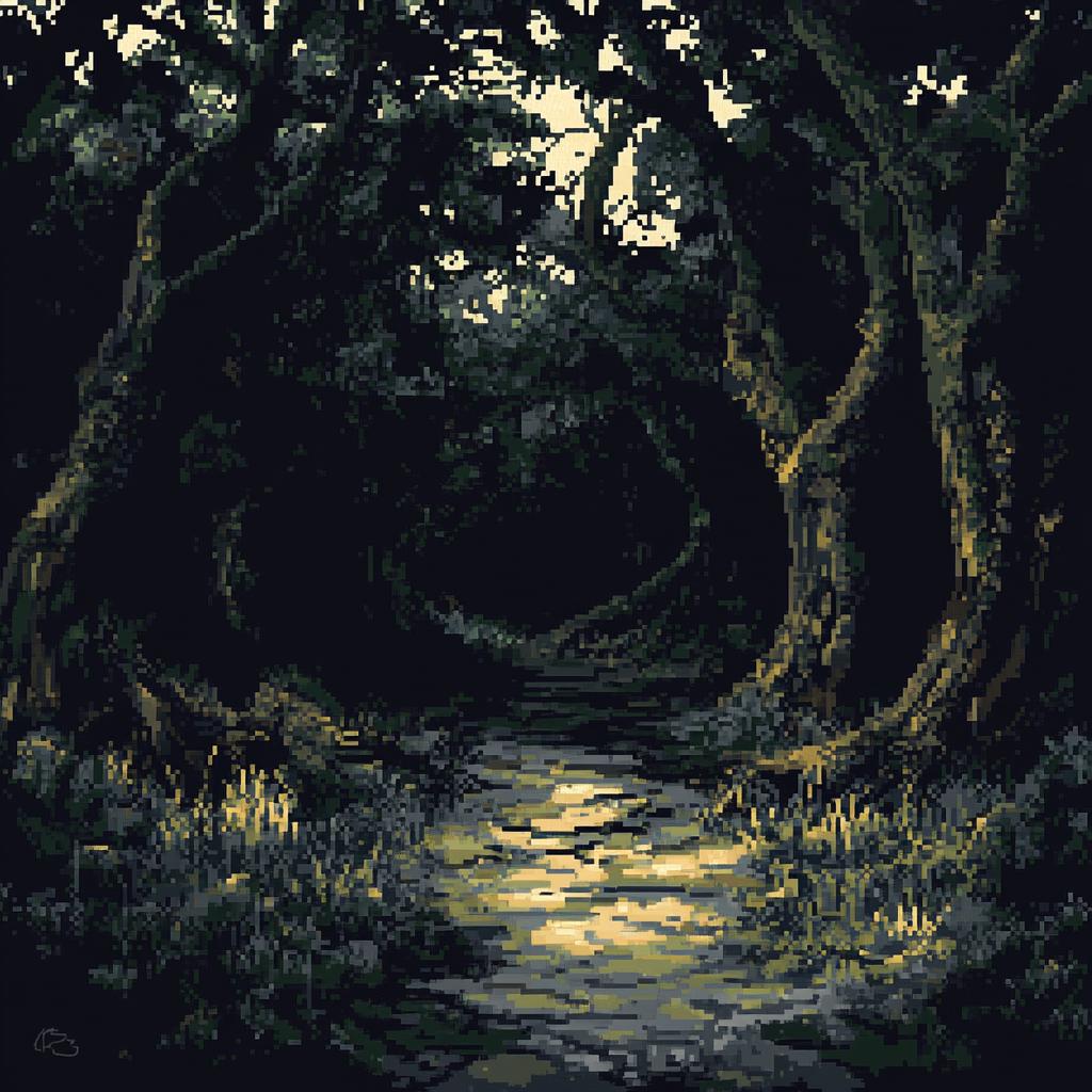 24 Enchanted Forest Pixel Art Digital Wall Print, Mystical Nature Artwork, Fantasy Landscape ...