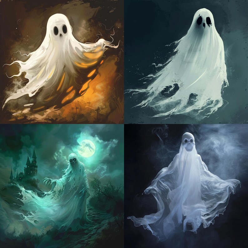 24 Spooky Ghost Clipart for Halloween Party Invitations, Printable ...