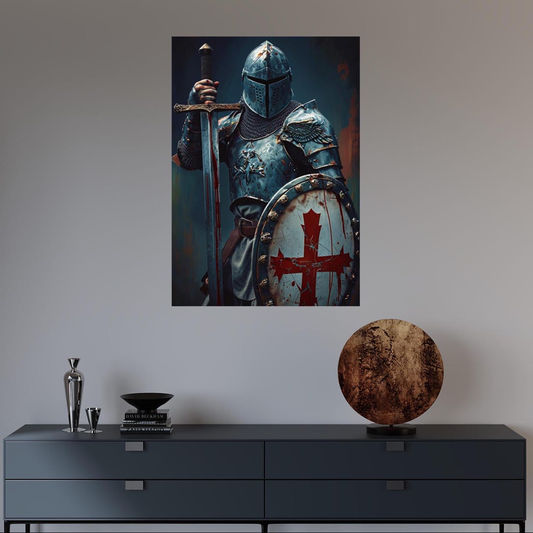 Medieval Knights Templar Wall Art Print, Matte Vertical Posters for ...