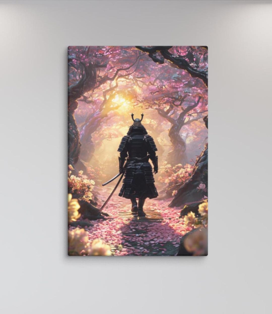 Samurai in Cherry Blossom Canvas | Samurai Art Work | Warrior ...