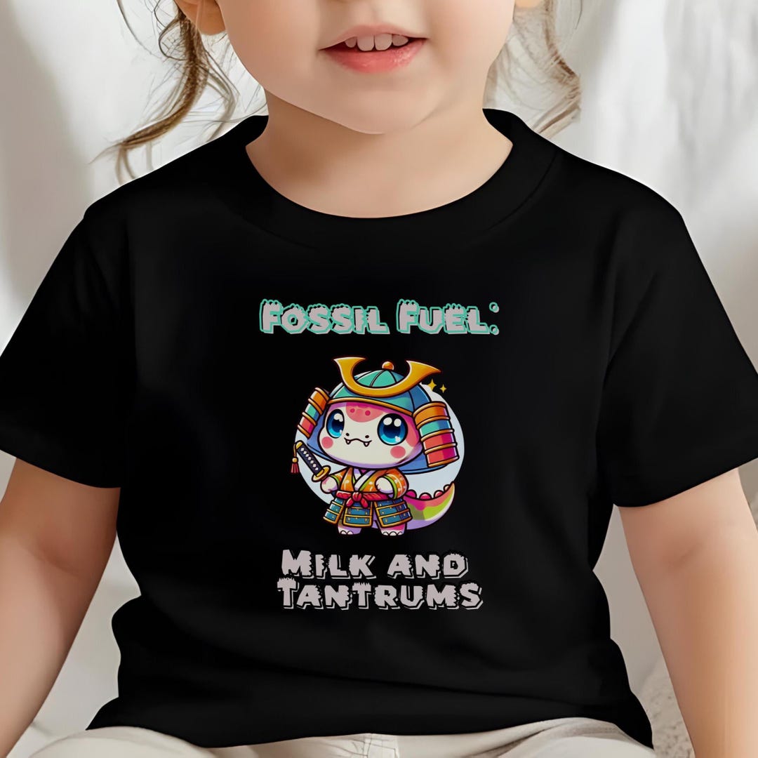 Baby Dino Samurai Cute Baby Tee: Fossil Fuel & Tantrums, Funny Infant ...